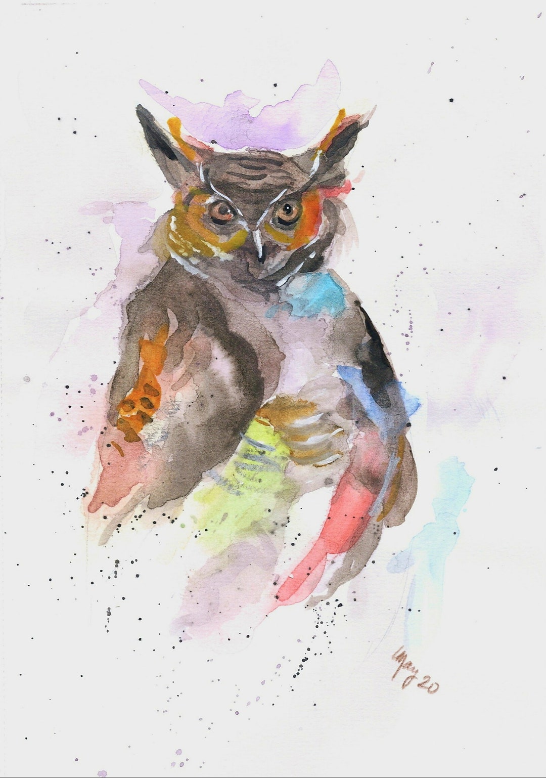Colorful Owl Digital Watercolor Download - Etsy