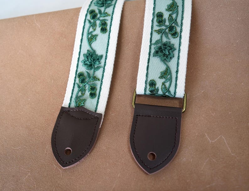 Green Lace Shoulder Strap, Vintage Style Guitar Strap, Handmade Strap ...