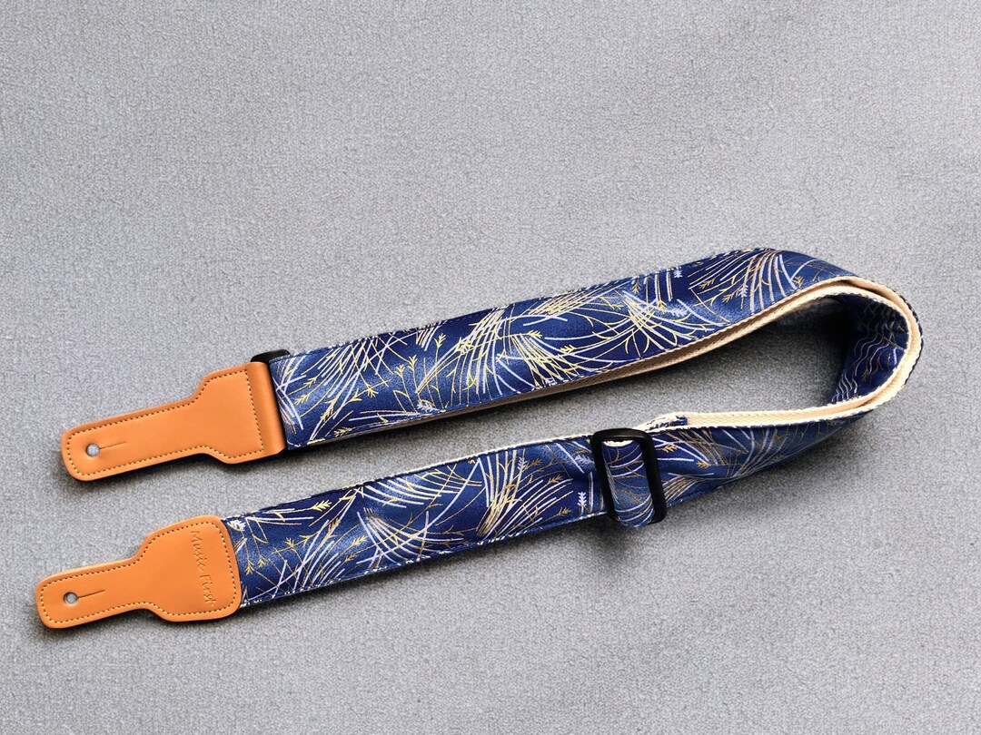 Blue Folk Guitar Strap, Electric Guitar Strap, Adjustable Guitar Strap ...