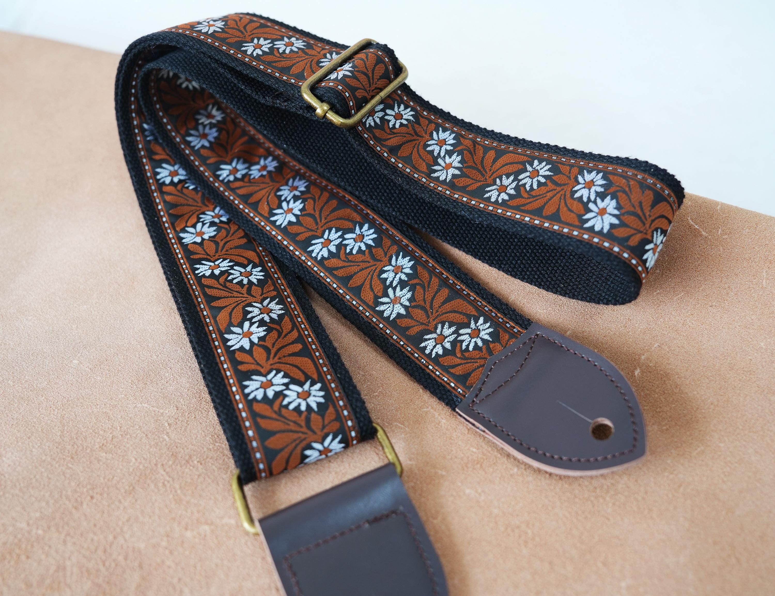 Handcrafted Embroidered Guitar Strap, Universal Strap for Folk Guitar ...
