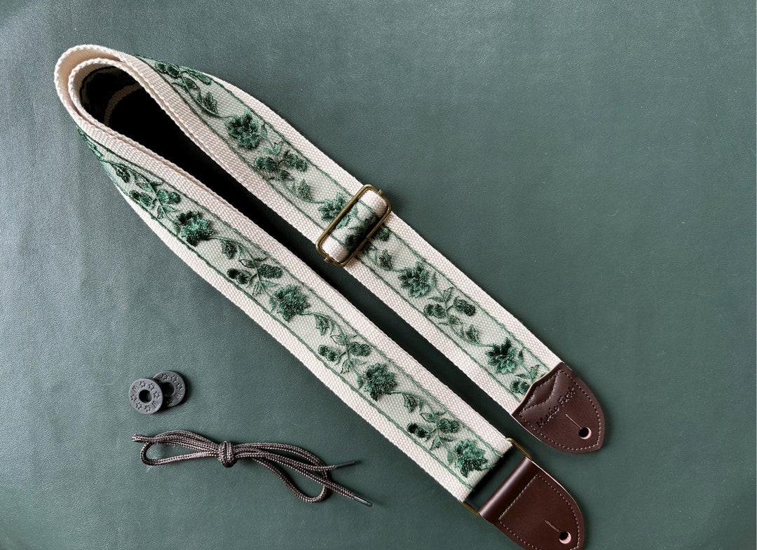 Green Lace Shoulder Strap, Vintage Style Guitar Strap, Handmade Strap ...