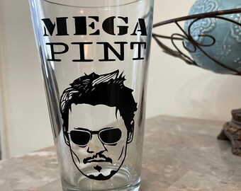 Johnny Depp Inspired mega Pint, make Mine a Mega Pint, Pint Glass ...