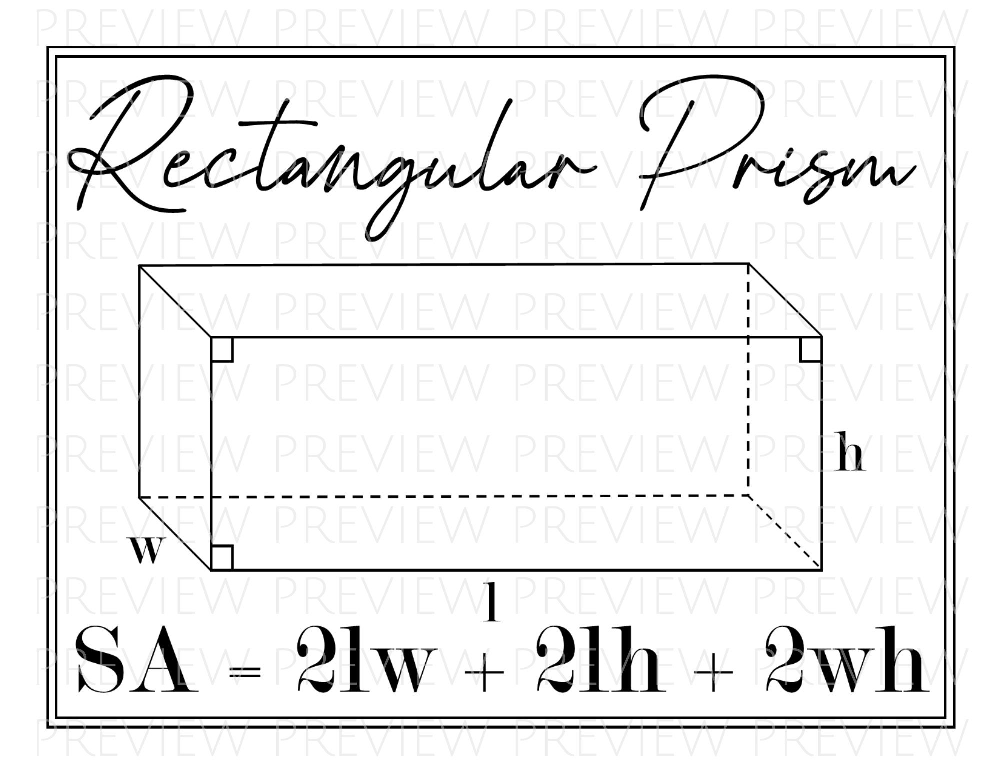 Math Formula Posters, Geometry Formula Posters, Volume Posters, Surface ...