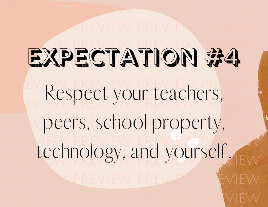 Classroom Expectations Posters, Signs, Boho Modern Rules, Printable ...