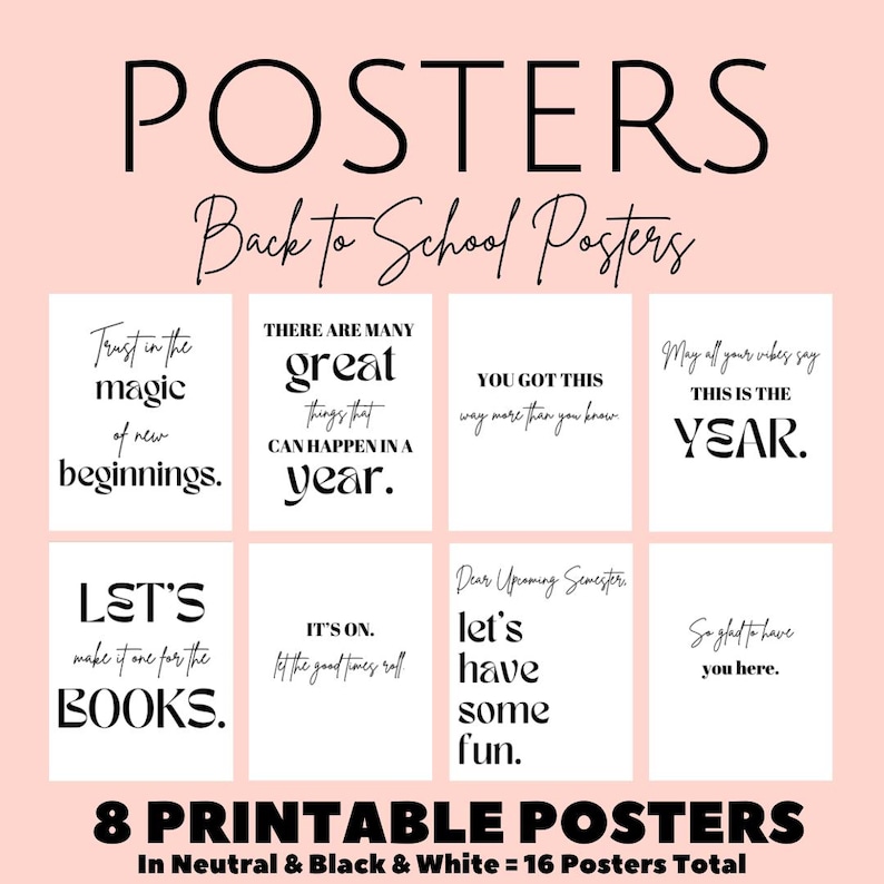 Back-to-school Middle & High School Classroom Decor Posters, Modern ...