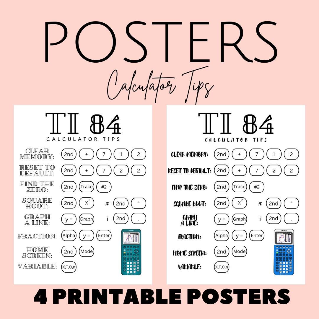 TI 84 Calculator Tips Posters, Math Posters, High School Math Posters ...