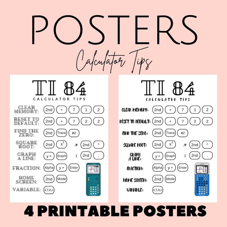 TI 84 Calculator Tips Posters, Math Posters, High School Math Posters ...