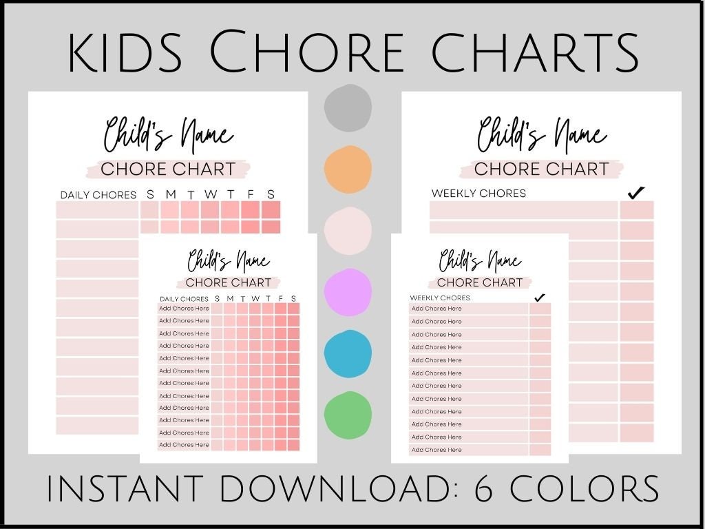 EDITABLE Kids Chore Chart | Responsibility Chart | School Chart | Kids ...
