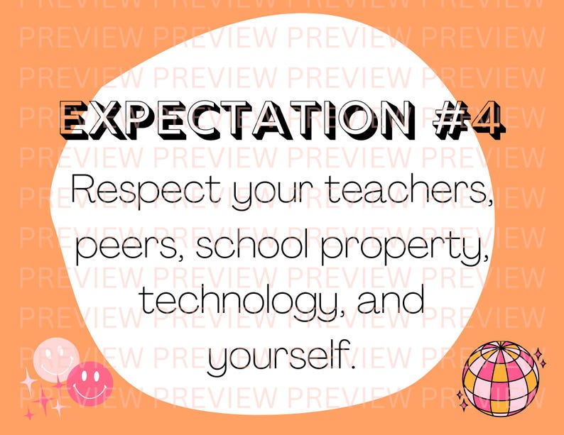 Groovy Retro Classroom Expectations Posters, Signs, Rules, Printable ...