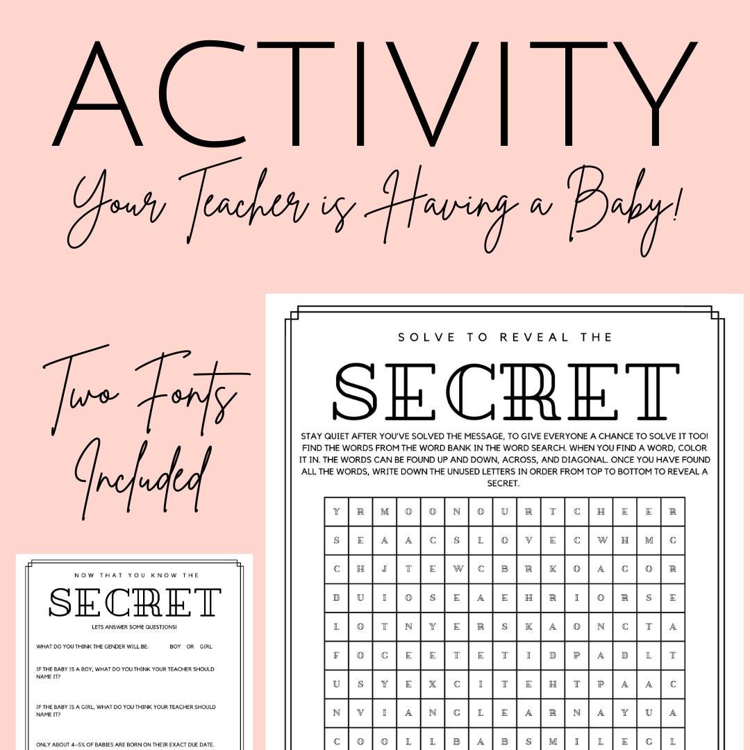 Teacher Pregnancy Announcement Puzzle, Classroom Activity (digital ...