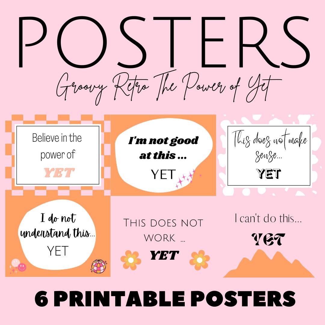 The Power of yet Posters, Groovy Retro, Growth Mindset, Elementary ...