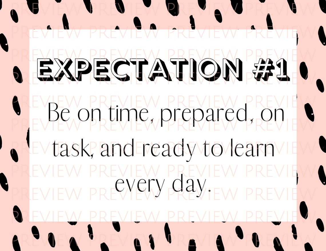 Classroom Expectations Posters, Signs, Boho Modern Rules, Printable ...