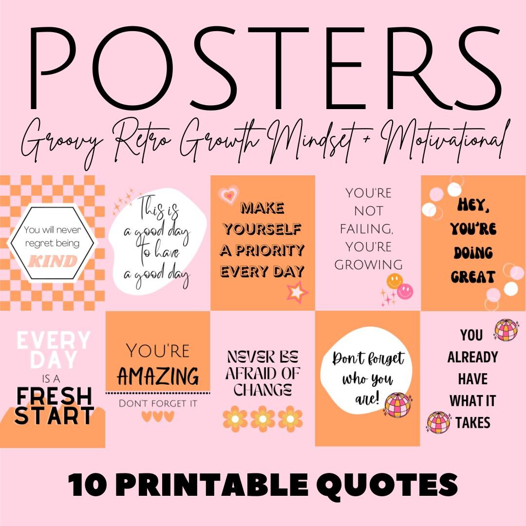 Groovy Retro Motivational Classroom Quotes Posters Signs Classroom ...