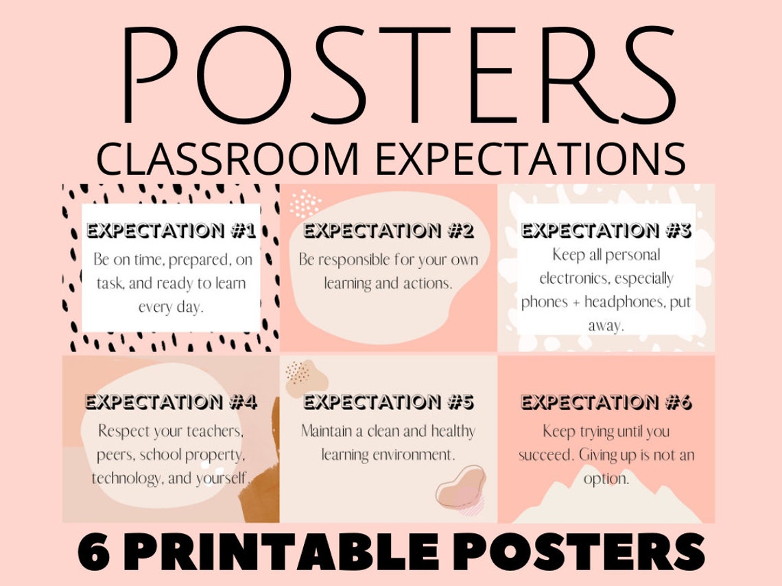 Classroom Expectations Posters Signs Boho Modern Rules - Etsy