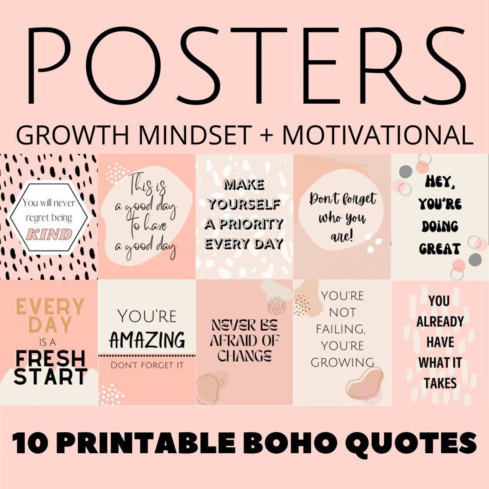 Modern Boho Motivational Classroom Quotes Posters Signs Classroom Decor ...