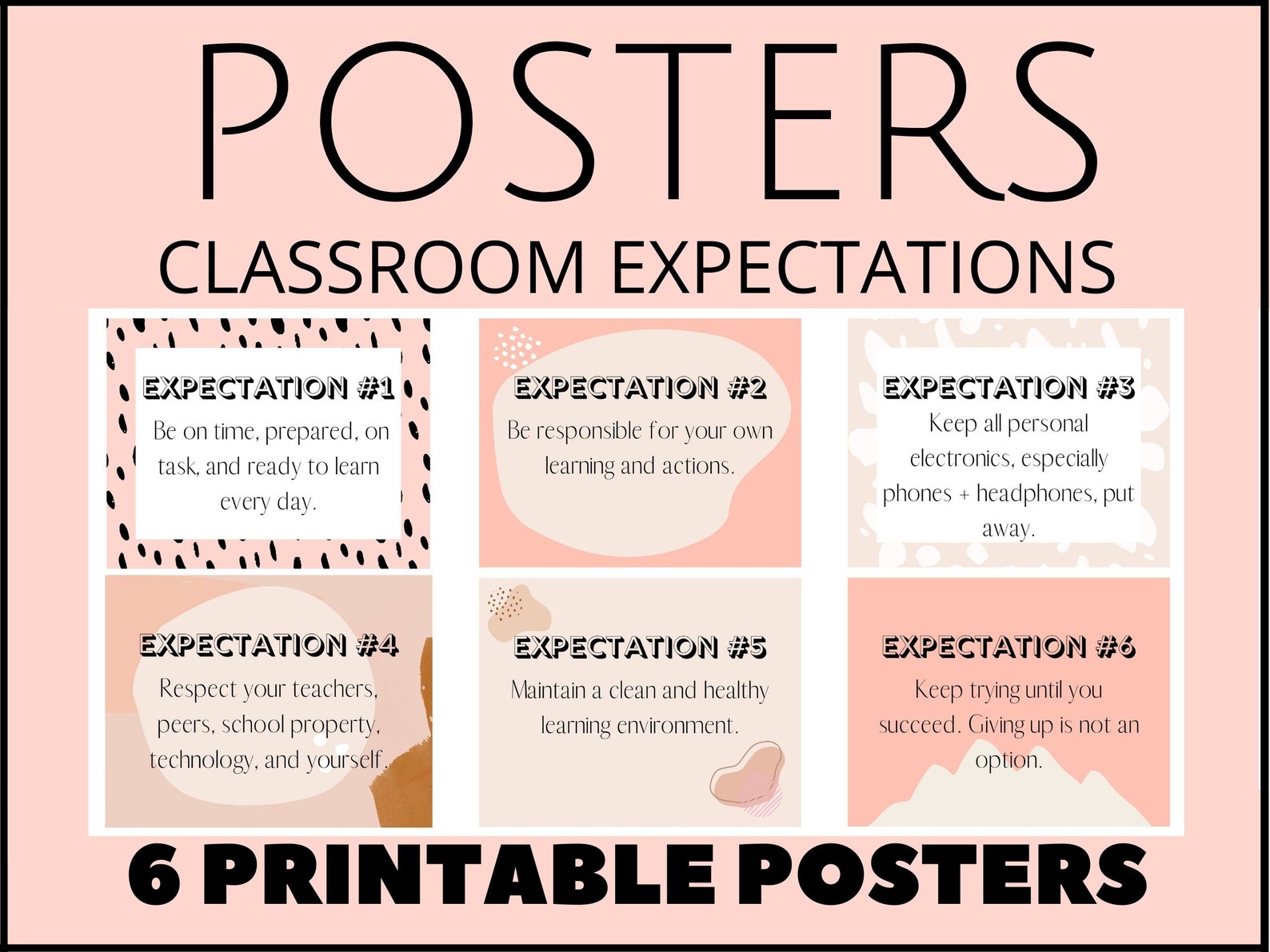 Classroom Expectations Posters Signs Boho Modern Rules - Etsy