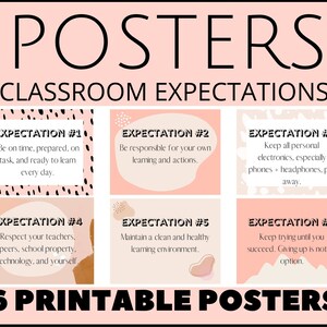 Classroom Expectations Posters Signs Boho Modern Rules - Etsy