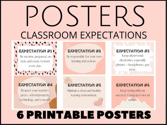 Classroom Expectations Posters Signs Boho Modern Rules - Etsy Australia