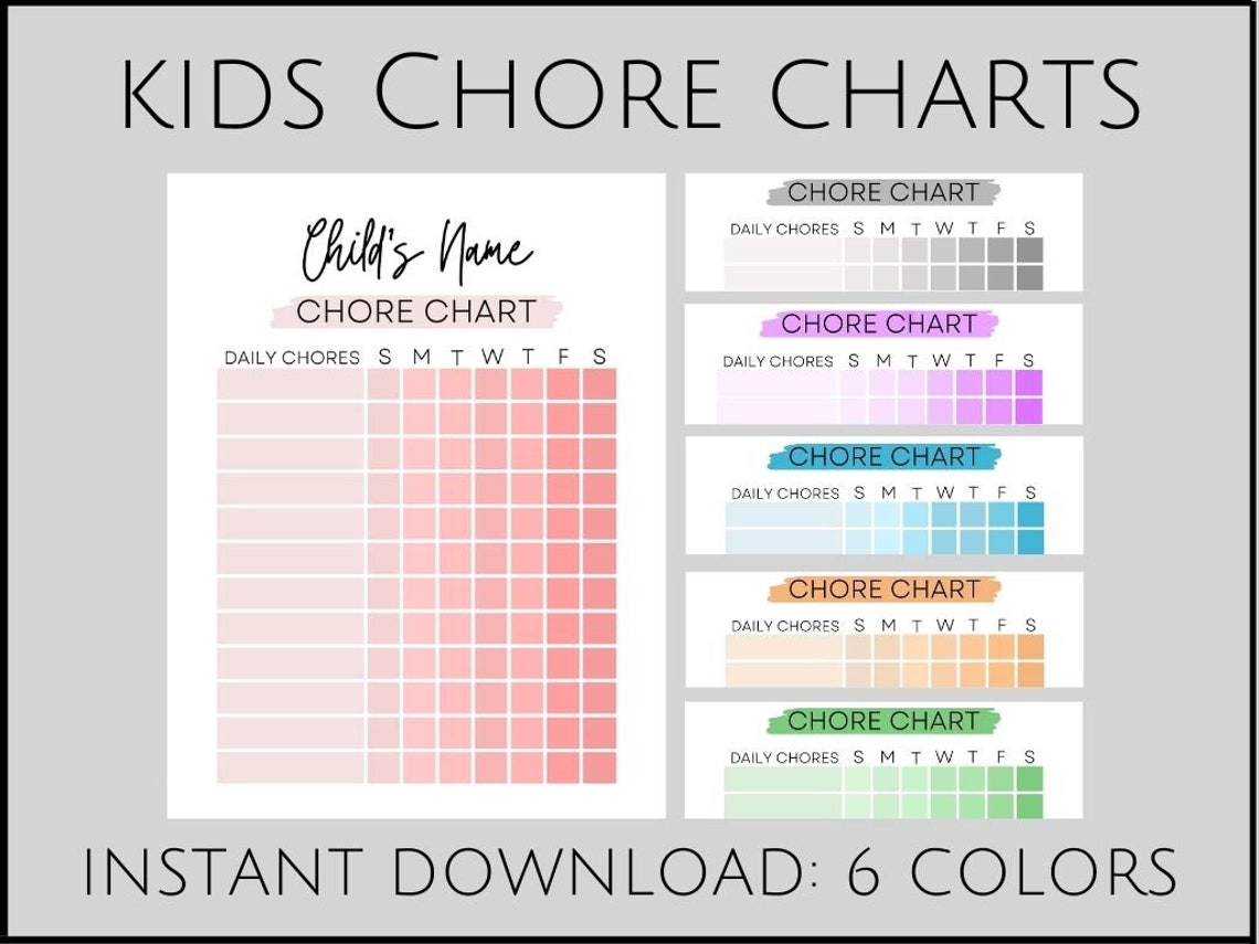 EDITABLE Kids Chore Chart | Responsibility Chart | School Chart | Kids ...