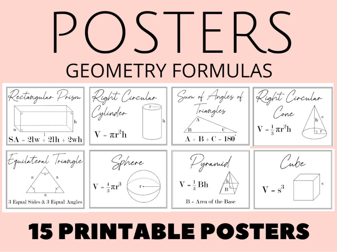 Math Formula Posters Geometry Formula Posters Volume - Etsy