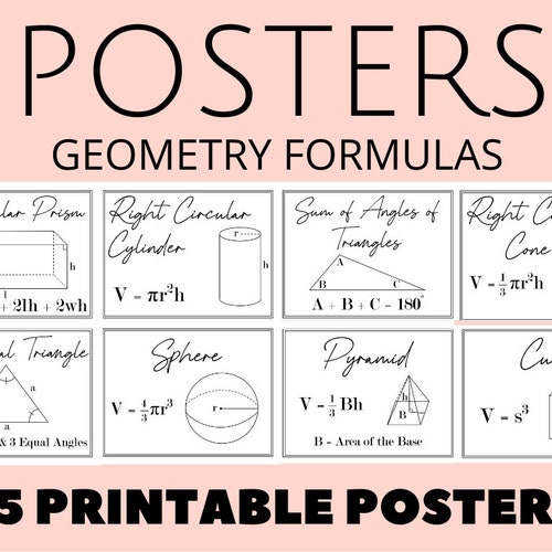 Math Formula Posters Geometry Formula Posters Volume - Etsy