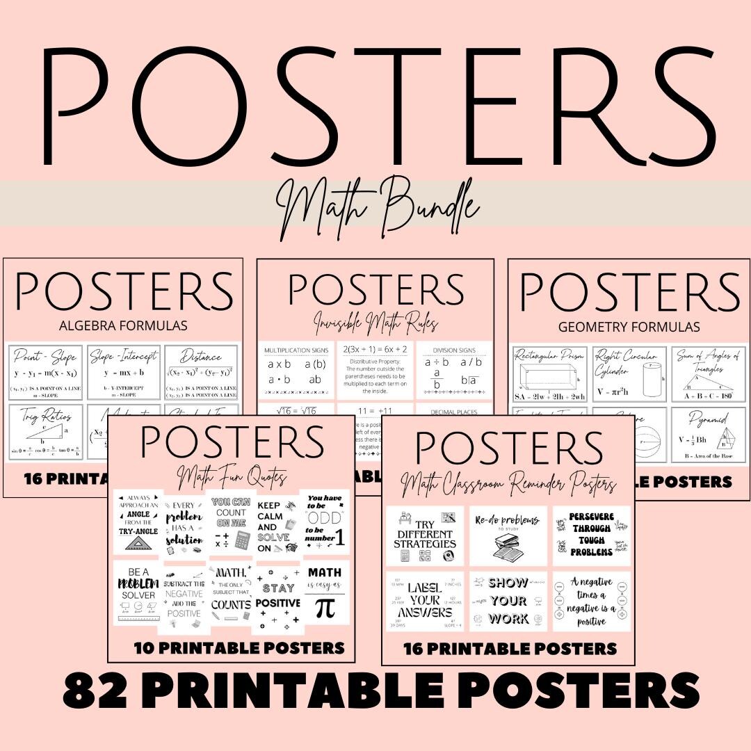 Math Classroom Decor Bundle, Math Poster Bundle, Math Classroom,math ...