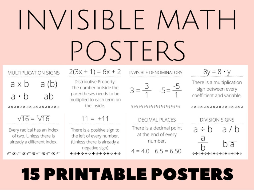 Invisible Math Posters, Math Classroom Decor, Math Classroom Signs ...