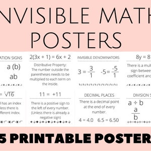 Invisible Math Posters, Math Classroom Decor, Math Classroom Signs ...