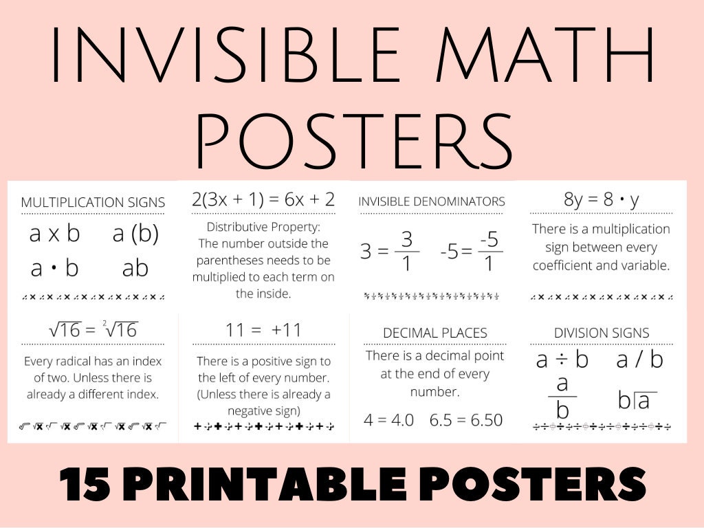 Invisible Math Posters, Math Classroom Decor, Math Classroom Signs ...