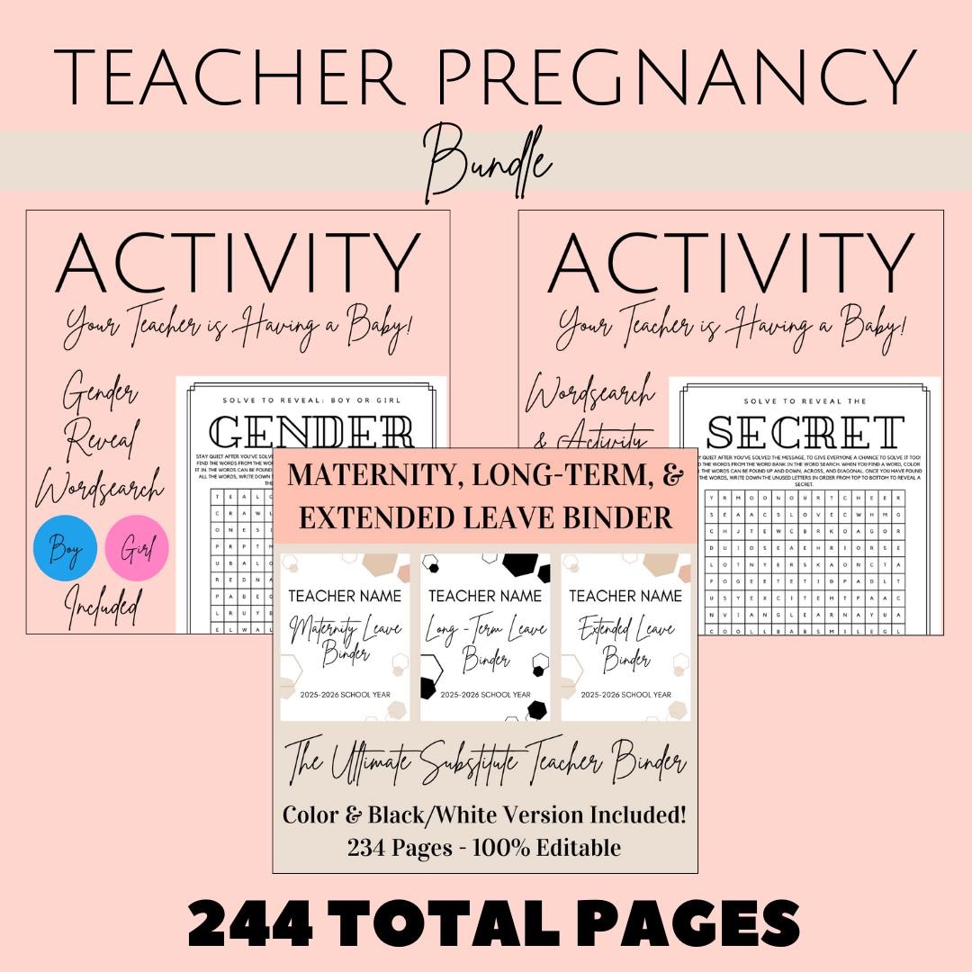 Teacher Pregnancy Bundle-maternity Leave Binder-long-term Leave and ...