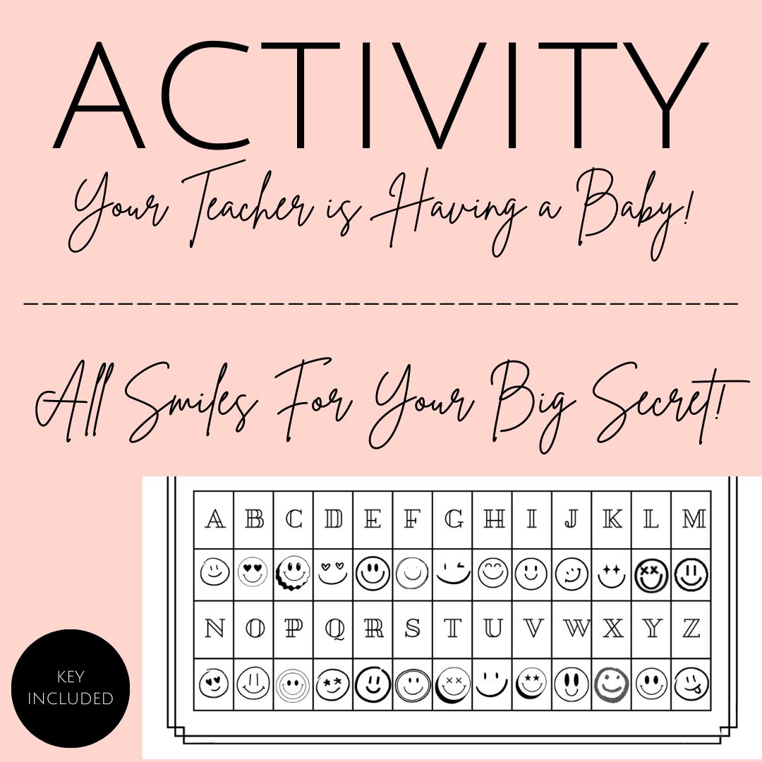 Teacher Pregnancy Announcement Puzzle, Classroom Activity Worksheet ...
