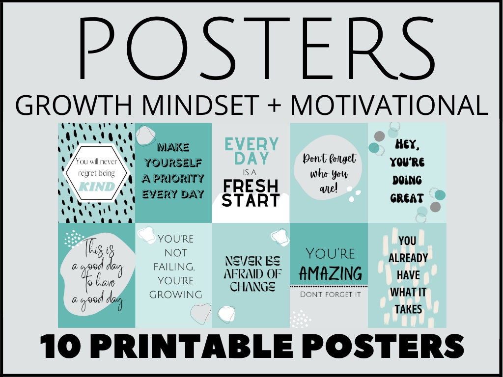 Soft Blue Teal Modern Boho Motivational Classroom Quotes - Etsy