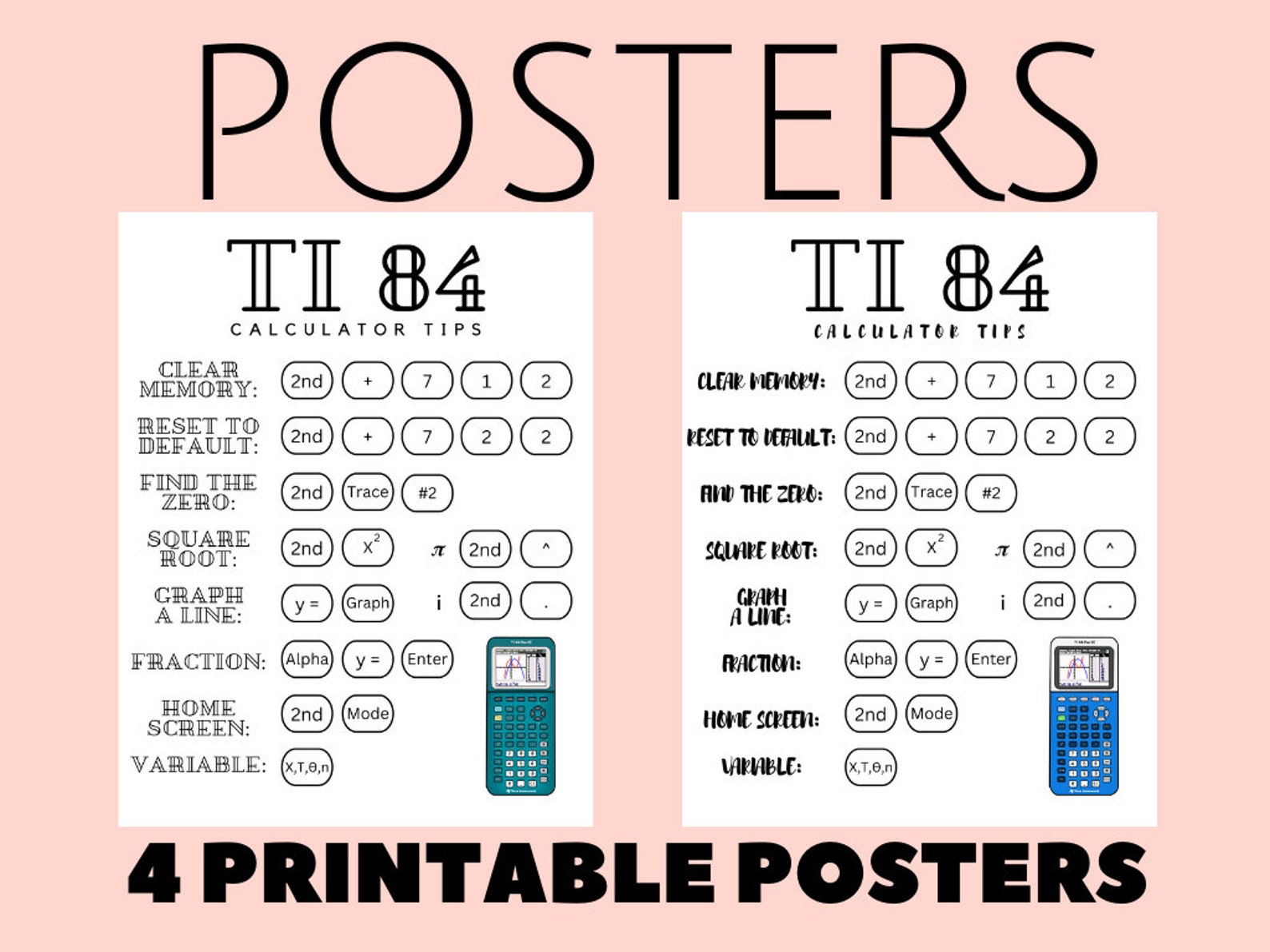 TI 84 Calculator Tips Posters, Math Posters, High School Math Posters ...