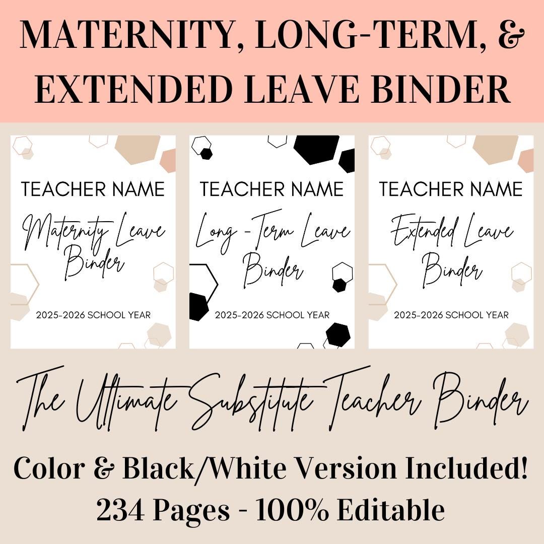 Maternity Leave Binder-extended Leave Binder-long-term Leave Binder ...