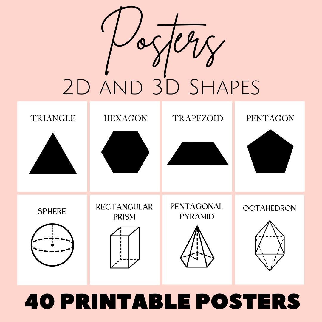 2D and 3D Shape Posters, Math Bulletin Board, Classroom Decor ...
