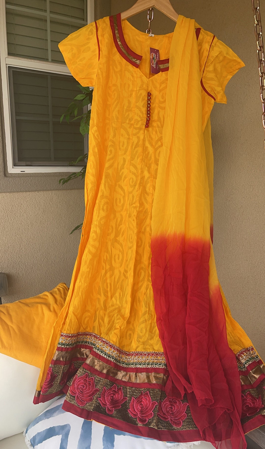 Yellow and Red Indian Dress - Etsy
