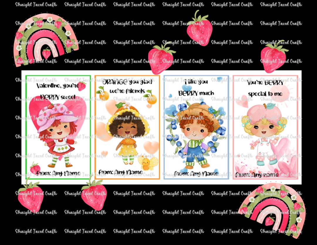 Strawberry Shortcake Inspired Mini Valentine's Day Cards 24 Ct. - Etsy