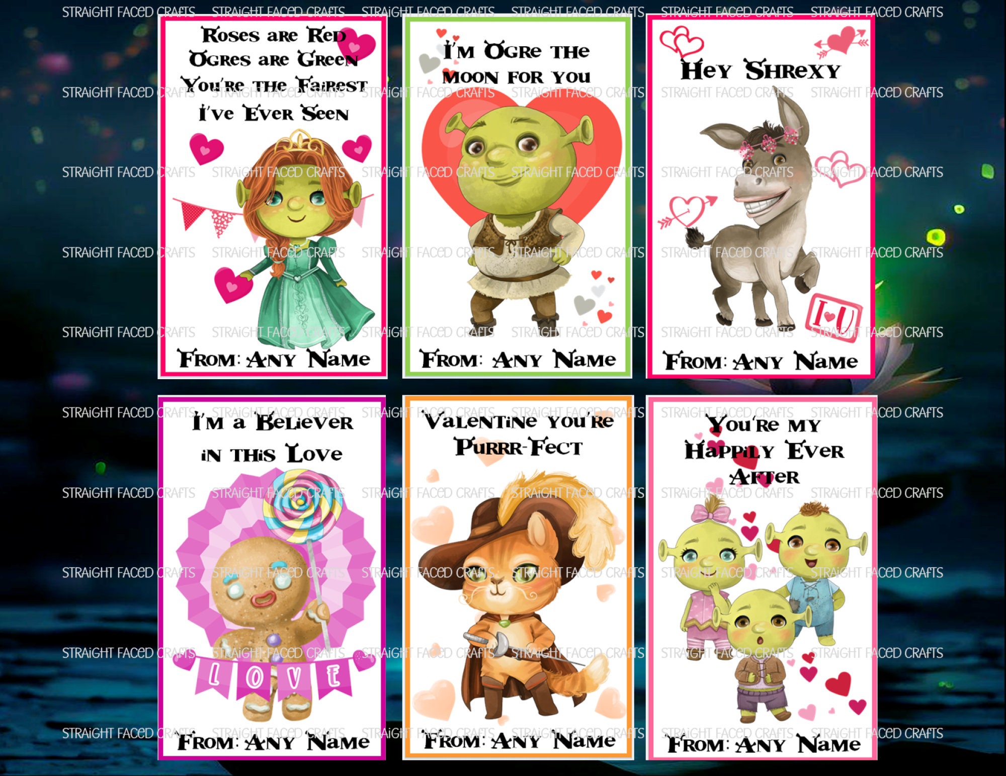 Shrek Inspired Mini Valentine's Day Cards 24 Ct. - Etsy
