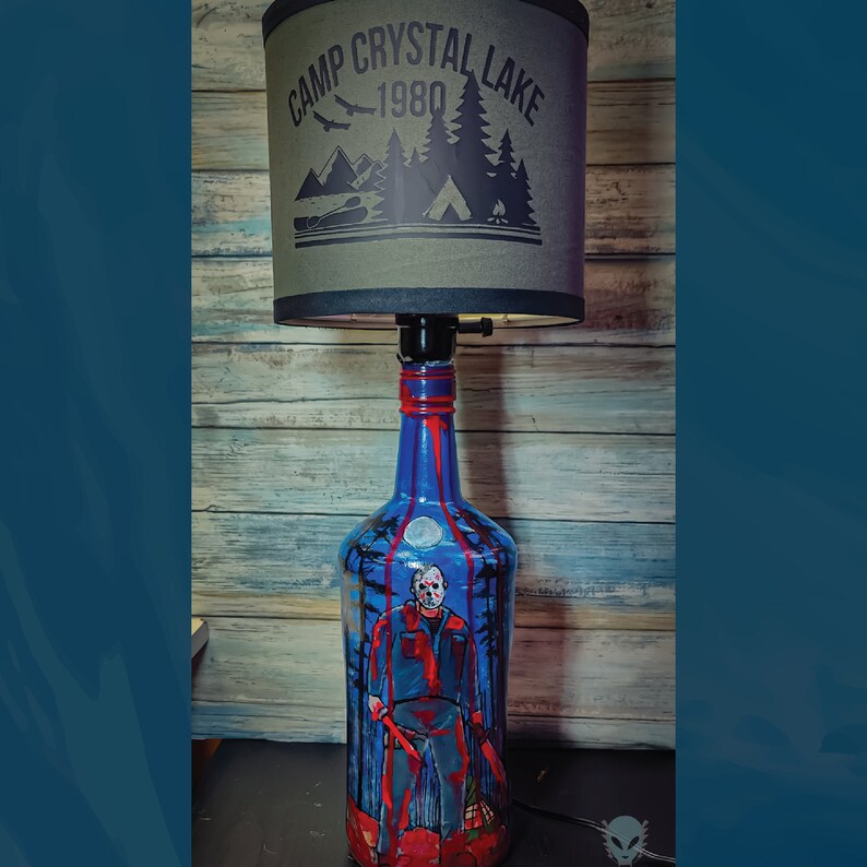 Hand Painted Jason Voorhees in the Forest Lamp - Etsy