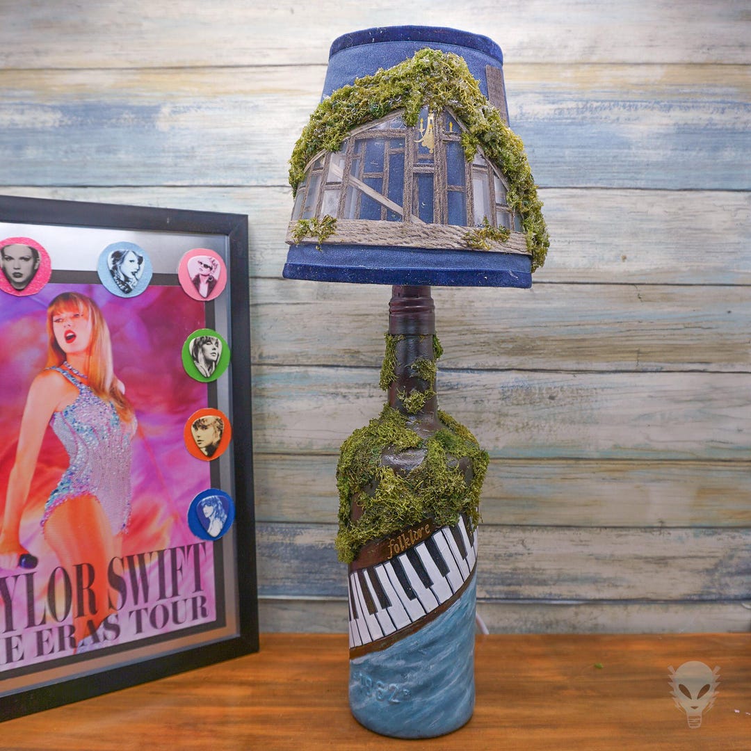 Taylor Swift Folklore Cabin and Cardigan Piano Hand Painted Lamp - Etsy