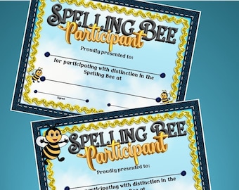 Spelling Bee Certificate With Candy Card, Powerpoint Certificates ...