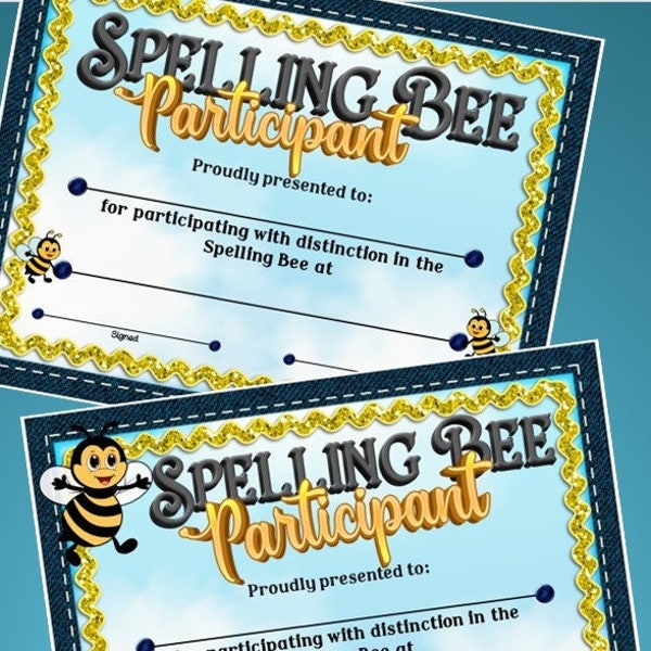 Spelling Bee Certificate With Candy Card, Powerpoint Certificates ...