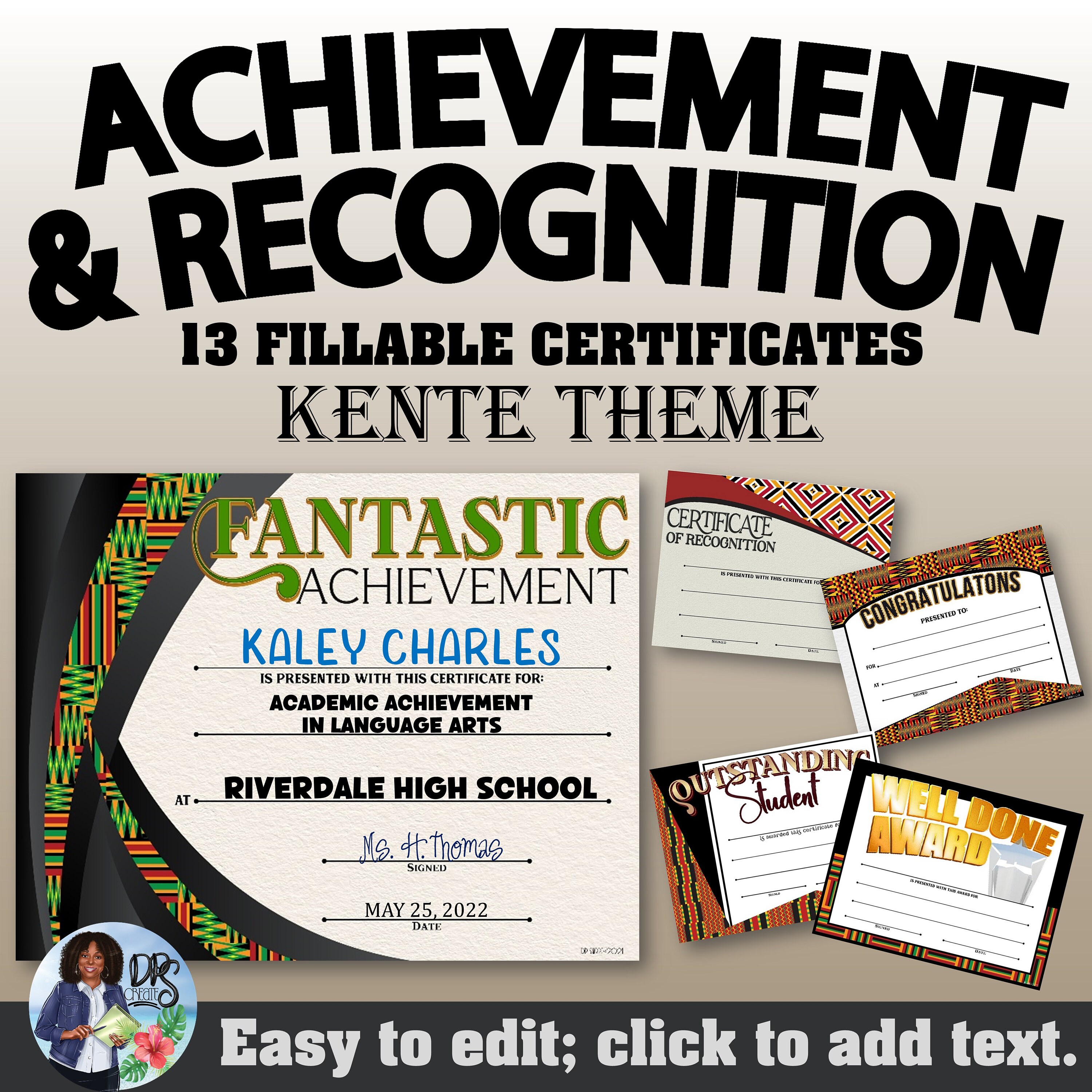 Logros y reconocimientos Certificados de PowerPoint, Tema Kente ...