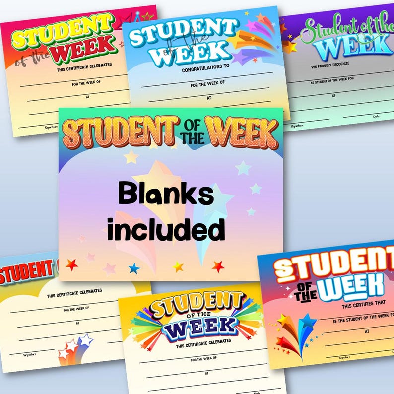 Student of the Week Certificates - Etsy
