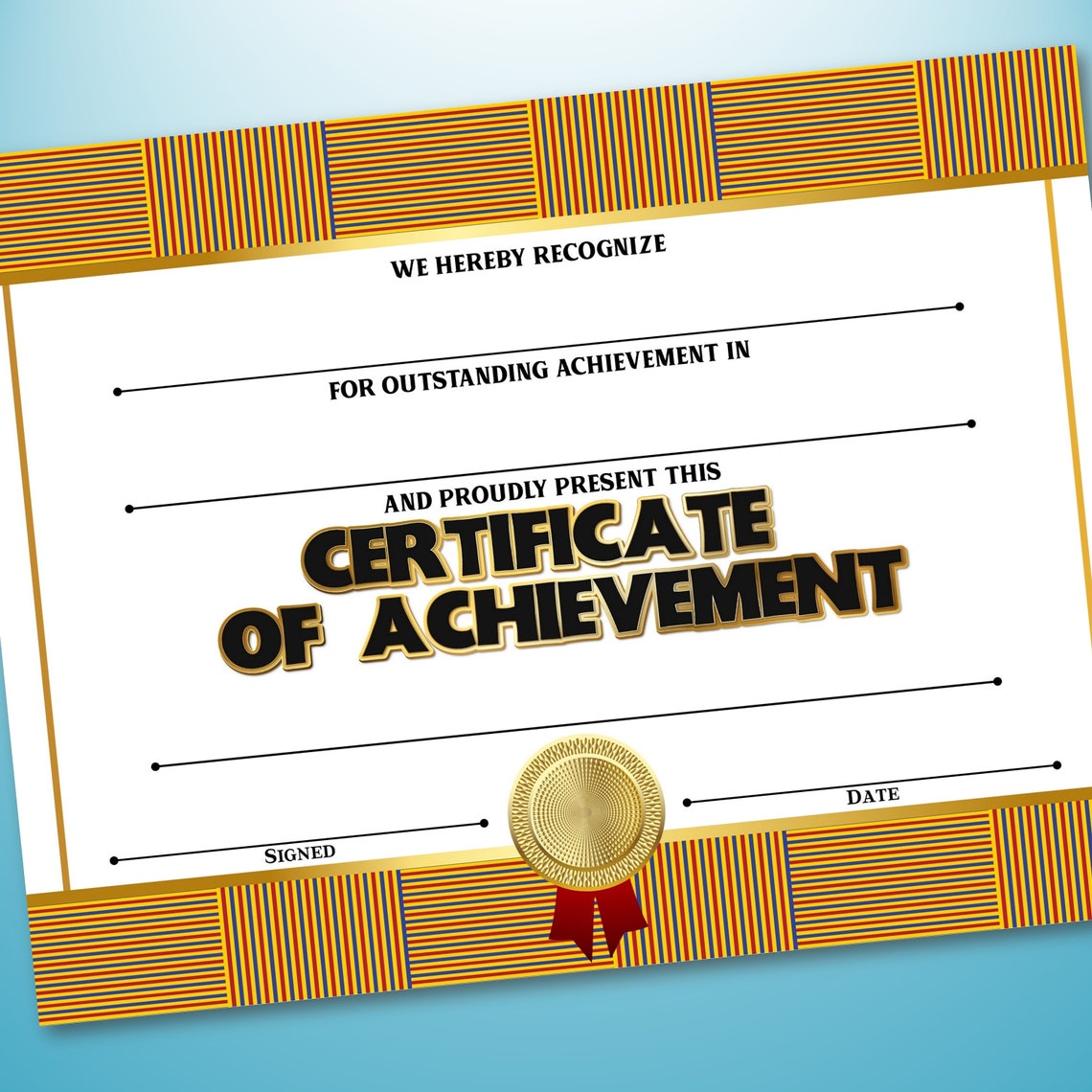 Kente Achievement/recognition Powerpoint Certificate, Fillable ...