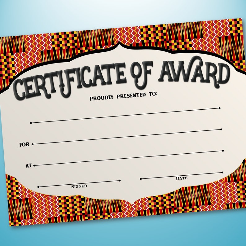 Kente Achievement/recognition Powerpoint Certificate Fillable - Etsy