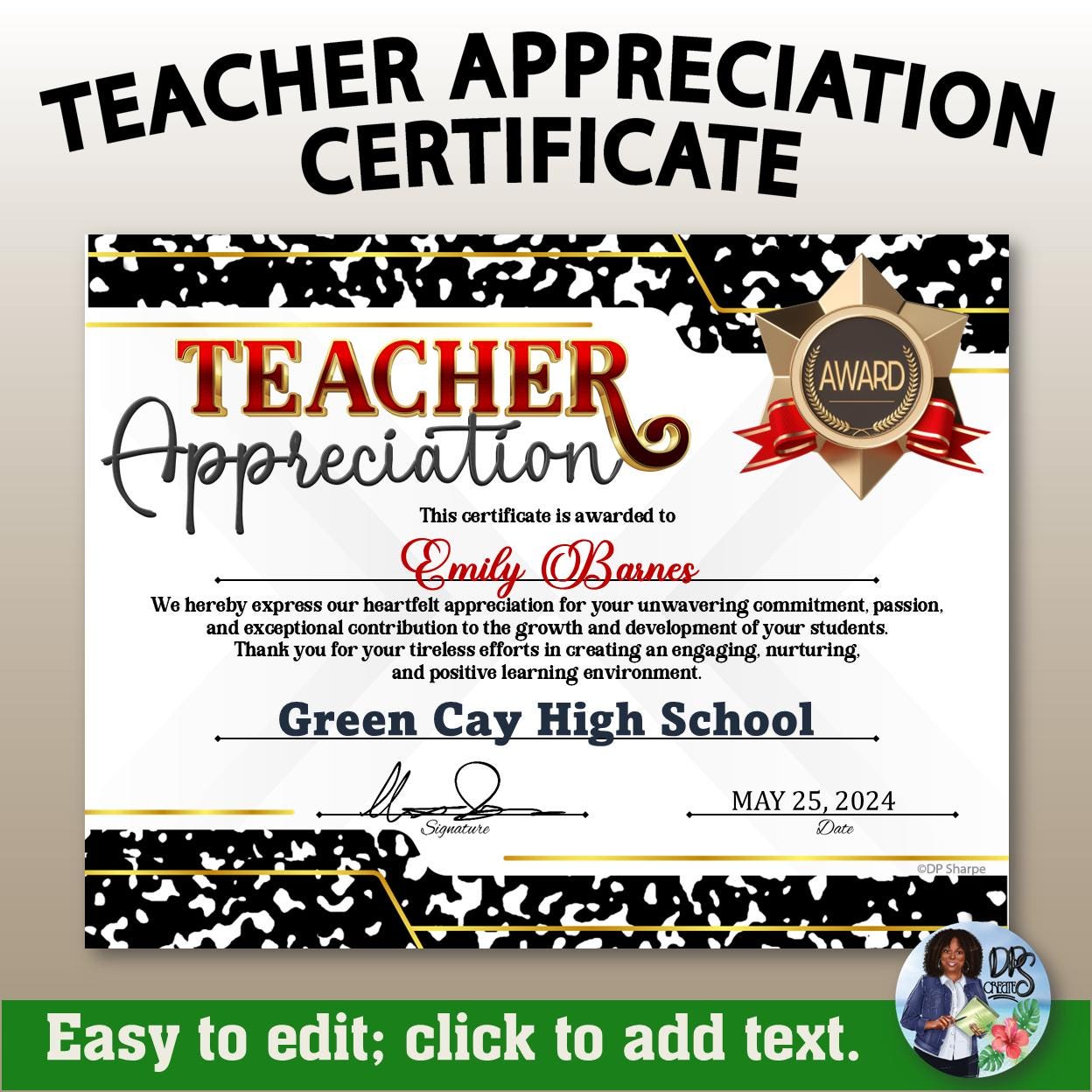 Teacher Appreciation Certificate - Etsy