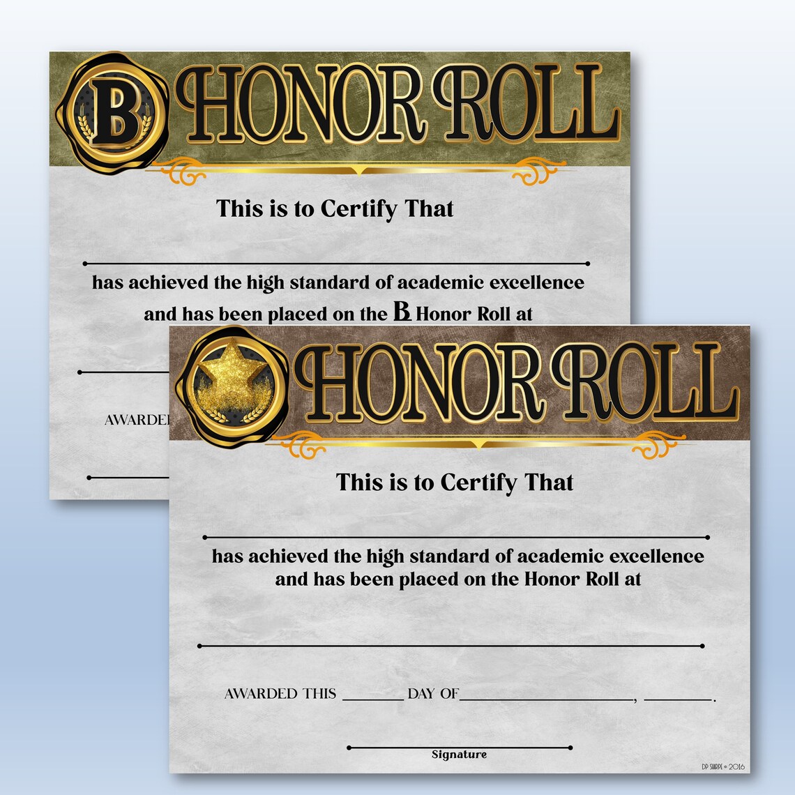 Honor Roll Powerpoint Certificates, Fillable Certificates, Academic ...