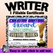 Writer Powerpoint Certificate, Powerpoint Certificate, Writer ...