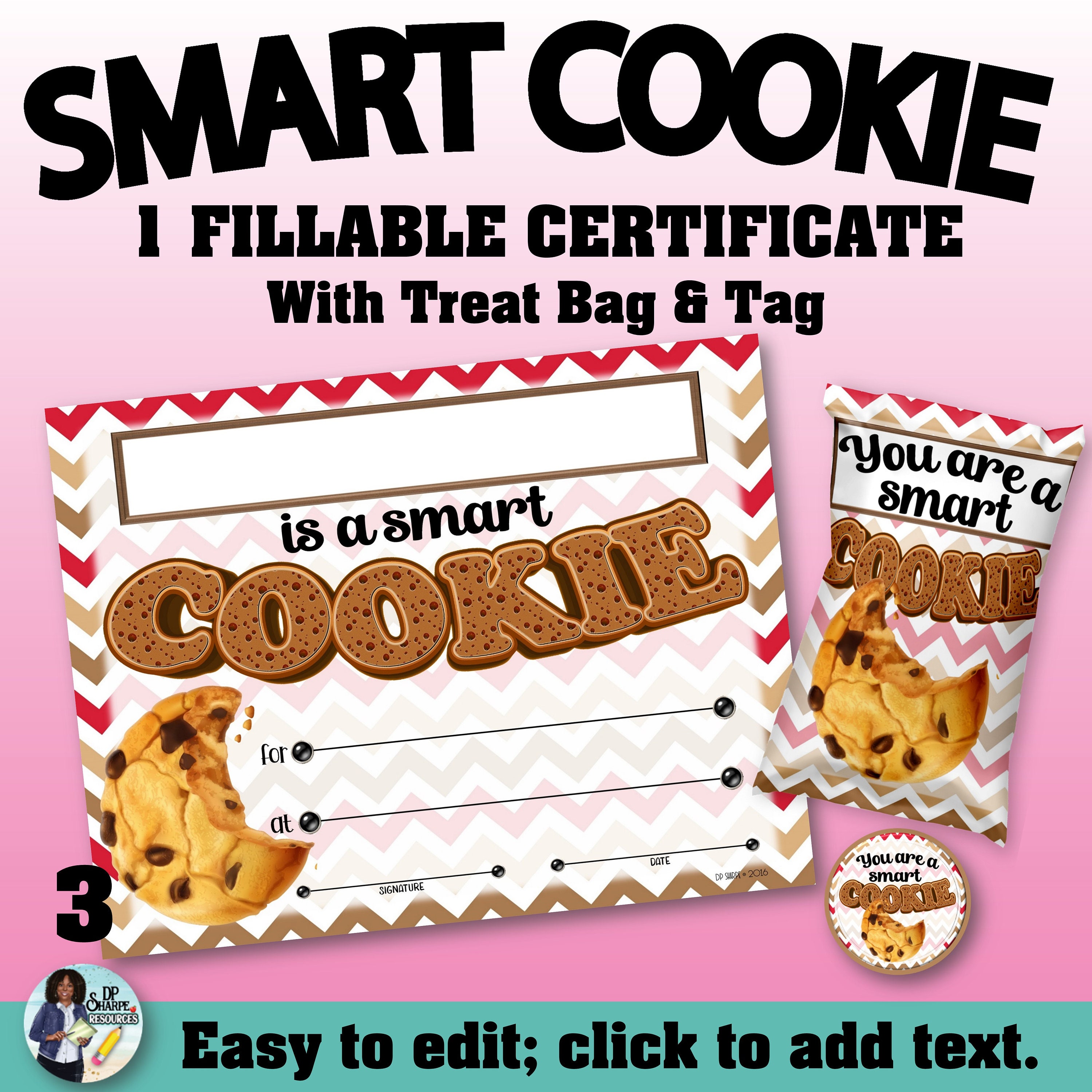 Smart Cookie Certificate With Treat Bag and Tag, Powerpoint ...